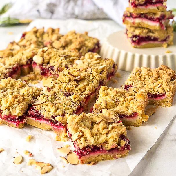 Tart Cherry Cheesecake Crumb Bars - Hummingbird Thyme