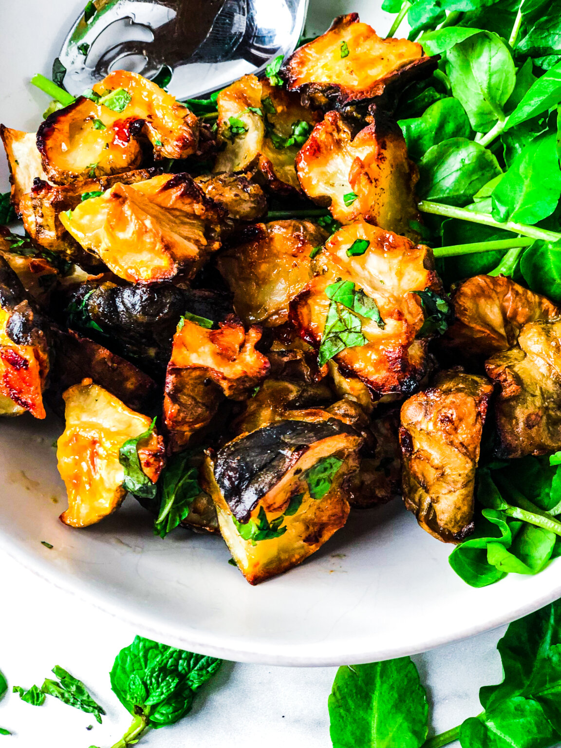 Roasted Sunchokes with Basil and Mint - Hummingbird Thyme