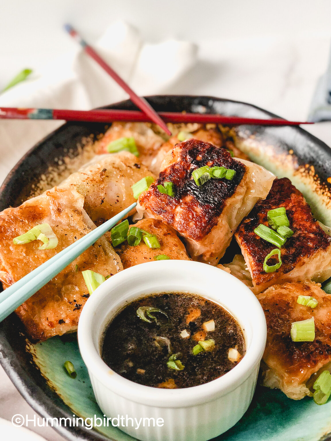 Seared Salmon in Spring Roll Wrap (or, in Rice Paper) - Hummingbird Thyme